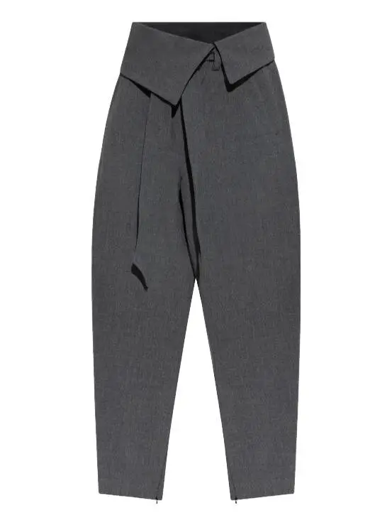 Attico High Waist Asymmetrical Pants - Black