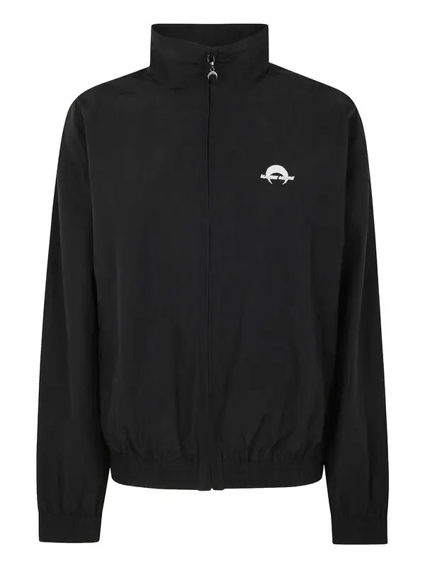 MARINE SERRE Stand Collar Zip-up Jacket With Logo Embellishment - Black