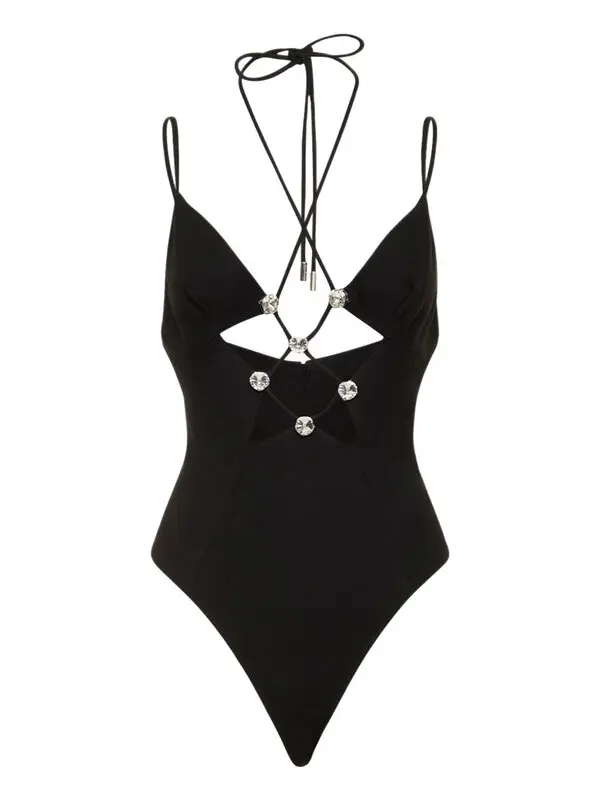 AREA Cut-out Detail Jumpsuit With Self-fastening Neck Strap - Black