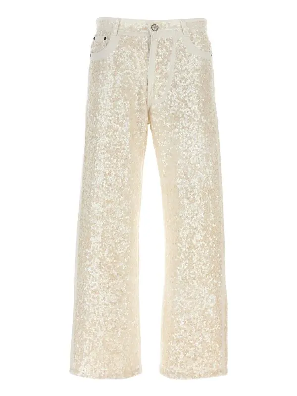 P.a.r.o.s.h Embellished Sequin Jeans - Nude