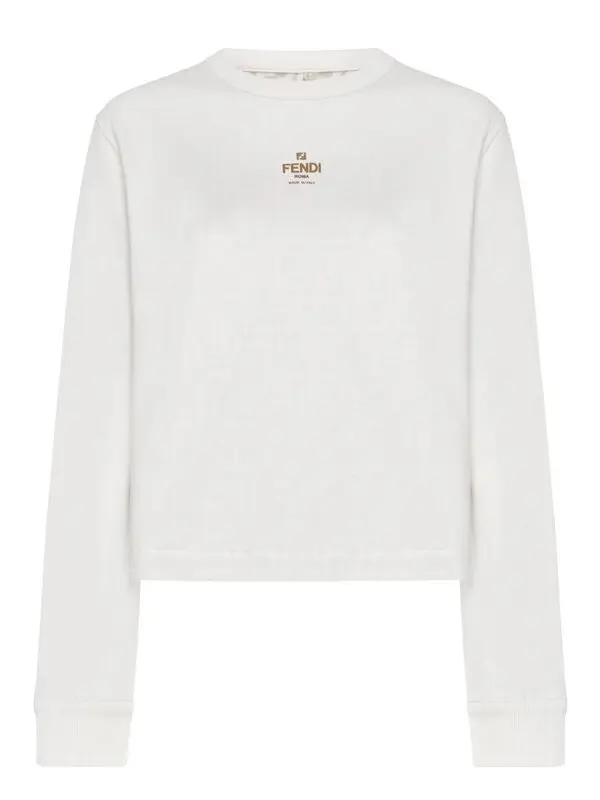 Fendi Long Sleeve Logo T-shirt - White