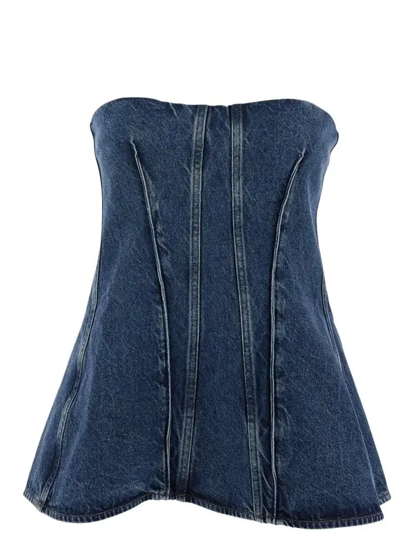 AGOLDE Lara Strapless Corset Top - Blue