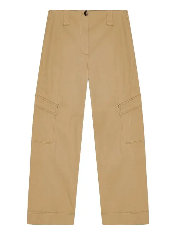 GANNI Mid-waist Cargo Pants With Zipper And Button Closure - Nude
