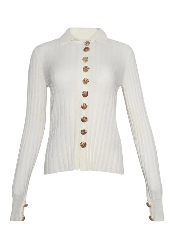 Christopher Esber Button Detail Ribbed Cardigan - White