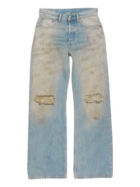 Acne Studios Logo Patch Distressed Jeans - Gray
