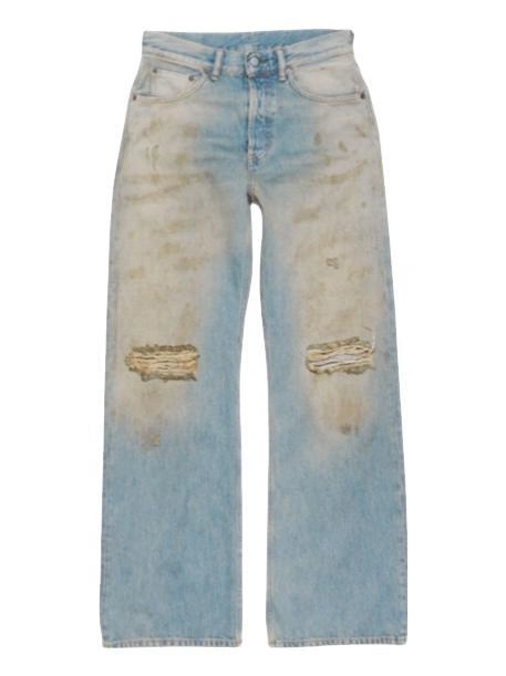 Acne Studios Logo Patch Distressed Jeans - Gray