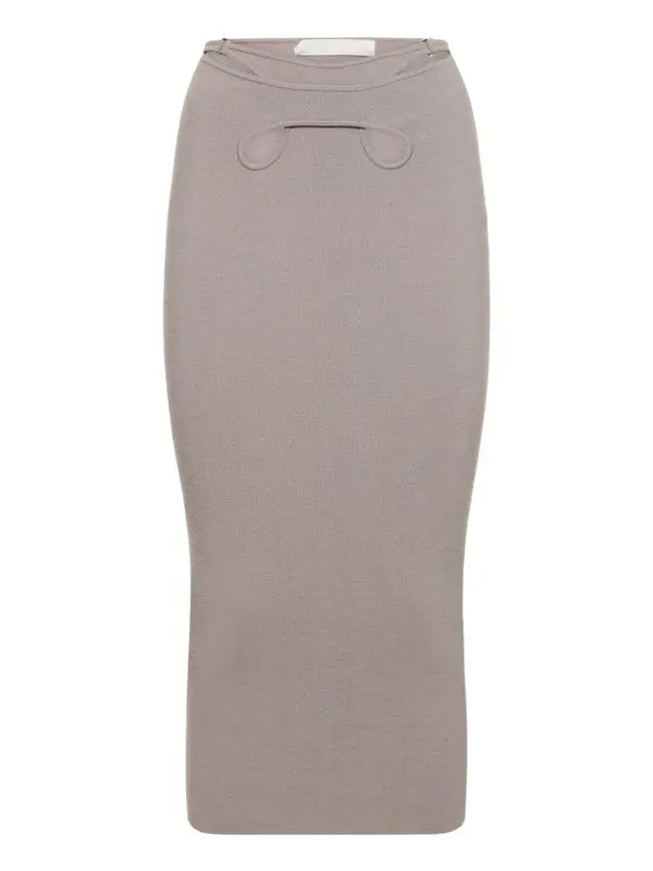 DION LEE Hollow Knit Mid-length Skirt - Gray