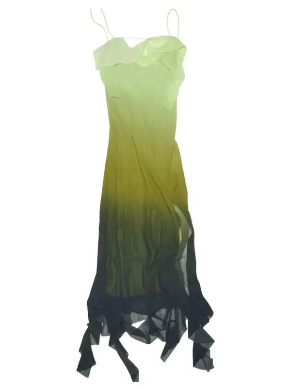 Acne Studios Ombré Ruffled Midi Dress - Green