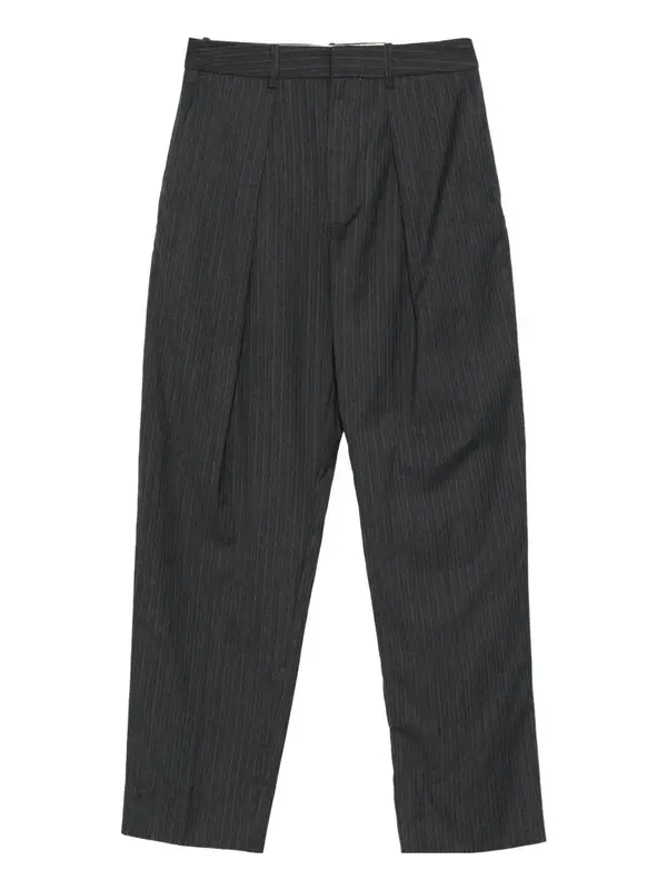 Soeur Straight Leg Pinstripe Trousers - Black