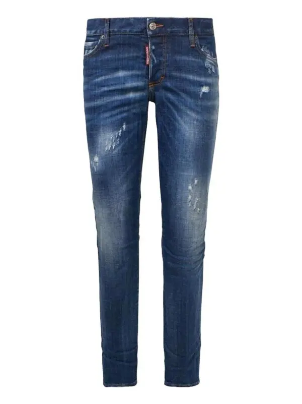 Dsquared2 Distressed Low-rise Slim Straight Jeans - Blue