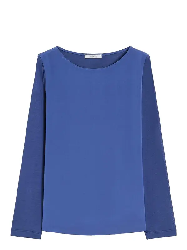 Max Mara Long-sleeve T-shirt With Boat Neckline - Cornflower Blue