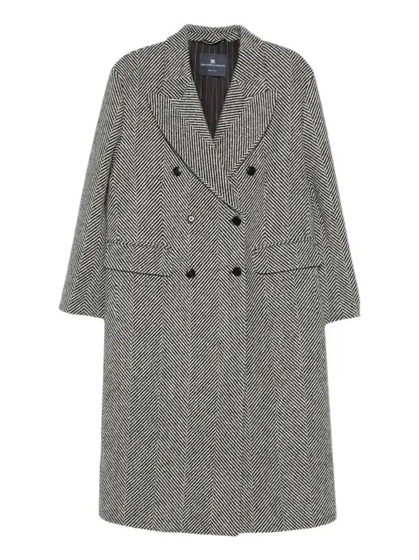 Ermanno Scervino Herringbone Double-breasted Coat - Gray