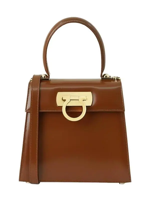 FERRAGAMO Gancini Top Handle Bag - Brown