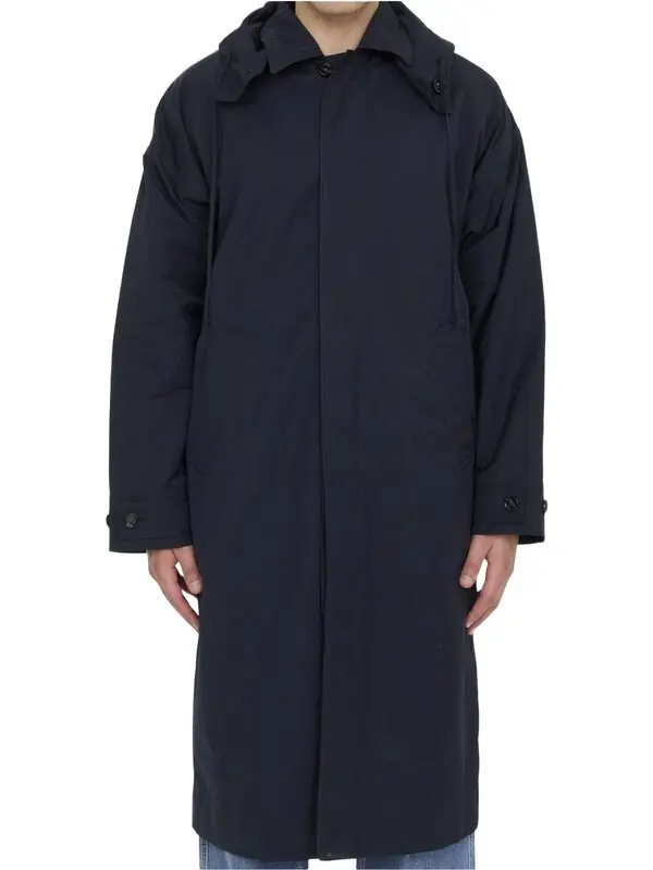 Bottega Veneta Oversized Trench Coat With Hood - Black
