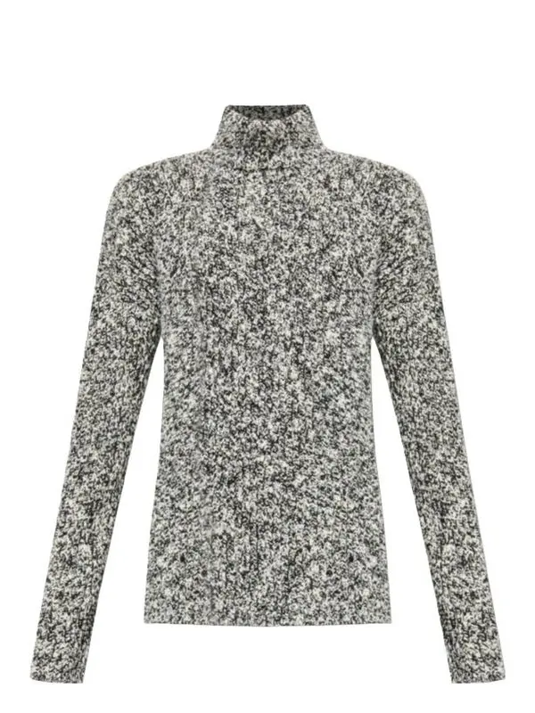 Dolce & Gabbana Logo Patch Turtleneck Knit Jumper - Grey