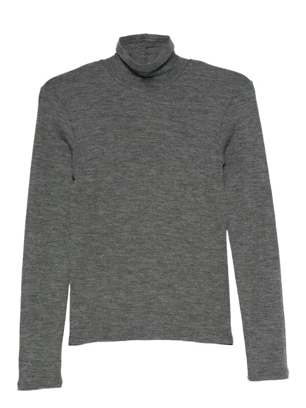 FORTE_FORTE Mélange Turtleneck Long Sleeve Shirt - Melange Grey