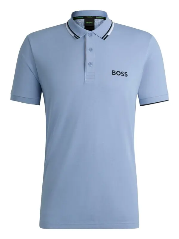 Hugo Boss Logo Embroidered Short-sleeved Polo Shirt - Blue