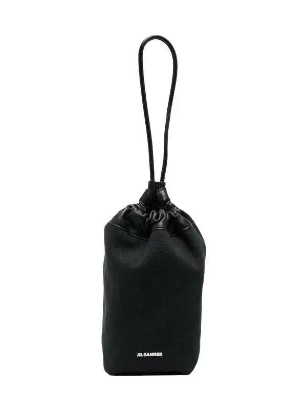 JIL SANDER Logo Drawstring Clutch Bag - Black