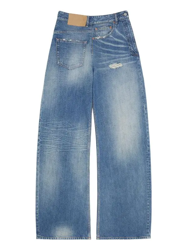 MAISON MARGIELA Twist Distressed Wide Leg Jeans - Blue
