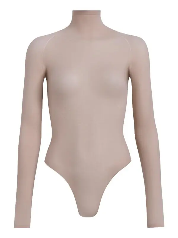 Alaïa High Neck Long Sleeve Bodysuit - Nude