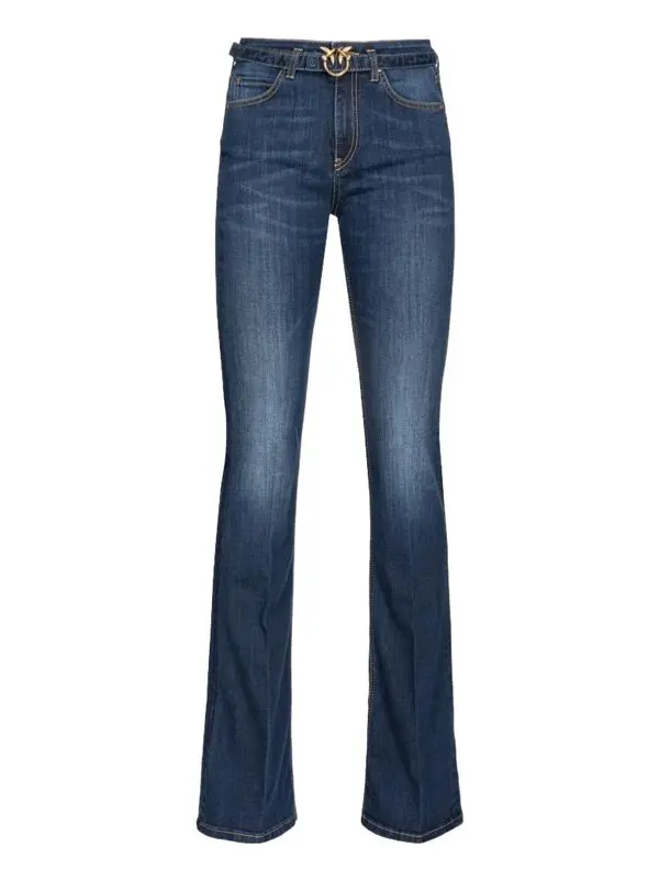 Pinko Bell-bottom Jeans With Diamond Cut Buckles - Blue