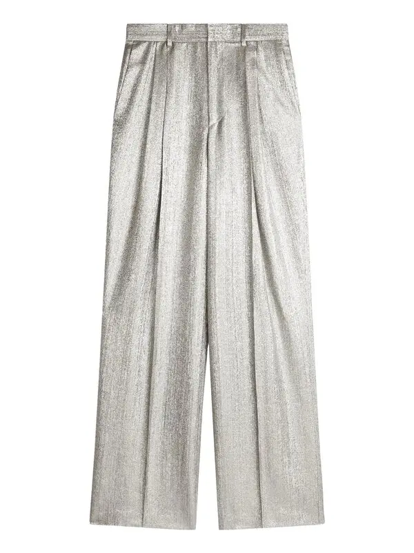 Dries Van Noten High-waisted Pleated Straight-leg Trousers - Silver
