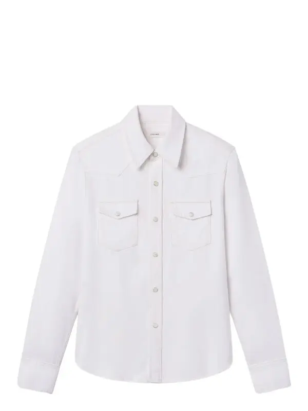 FRAME Long Sleeve Pearl Snap Denim Shirt - Au Natural Clean
