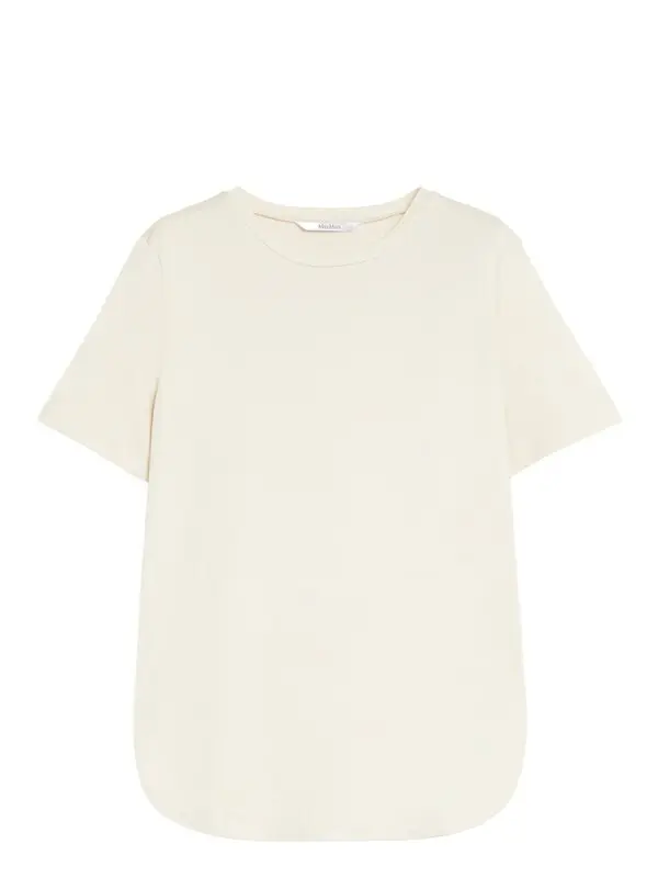 Max Mara Carena Crewneck T-shirt In Silk Interlock - White