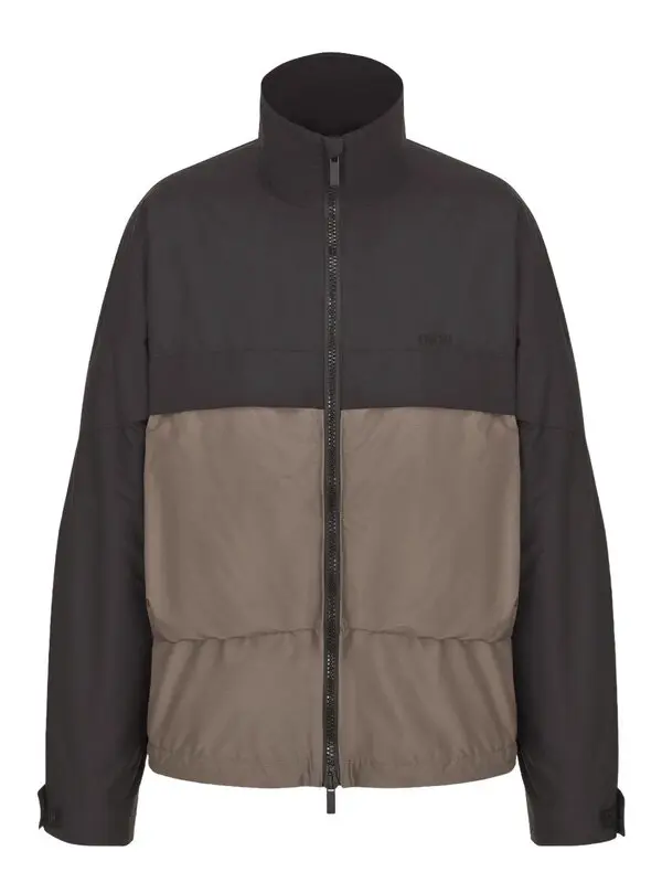Dior Colorblock Blouson Jacket With Logo Detail - Black And Brown