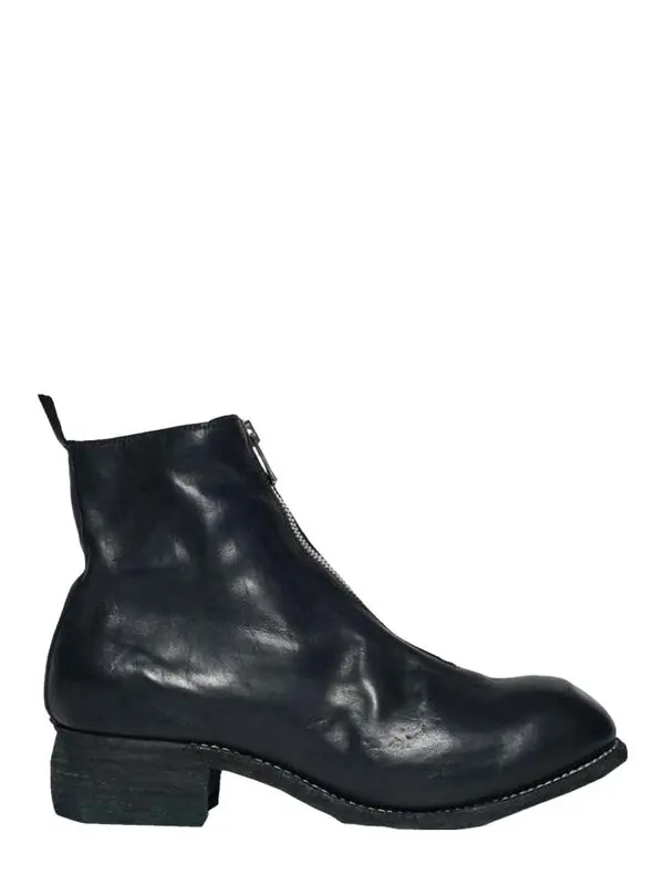 Guidi Front Zip Ankle Boots - Black