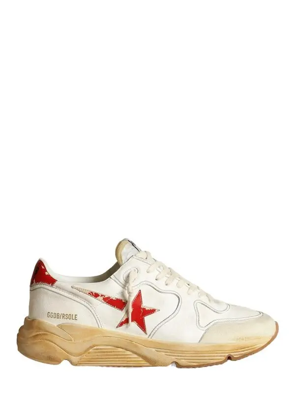 GOLDEN GOOSE Running Sole Lace-up Sneakers With Digital Prints And Star Embellishments - Nude