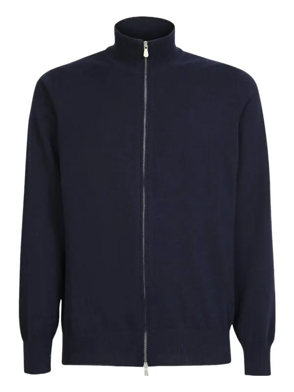 Brunello Cucinelli High Neck Zip-up Cardigan - Blue