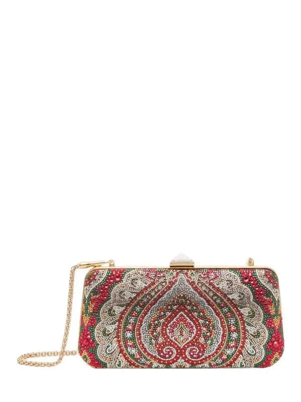 Valentino Garavani Embellished Clutch With Chain Strap - Nude