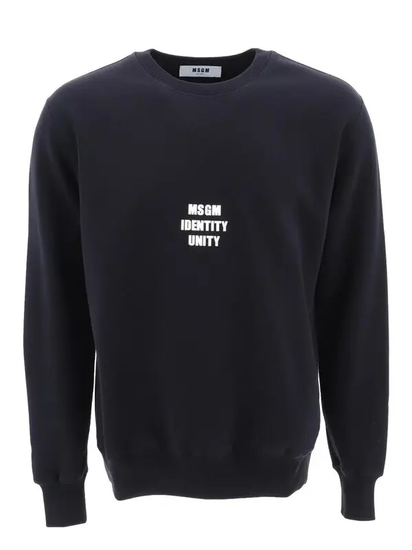MSGM Slogan Printed Cotton Pullover - Black