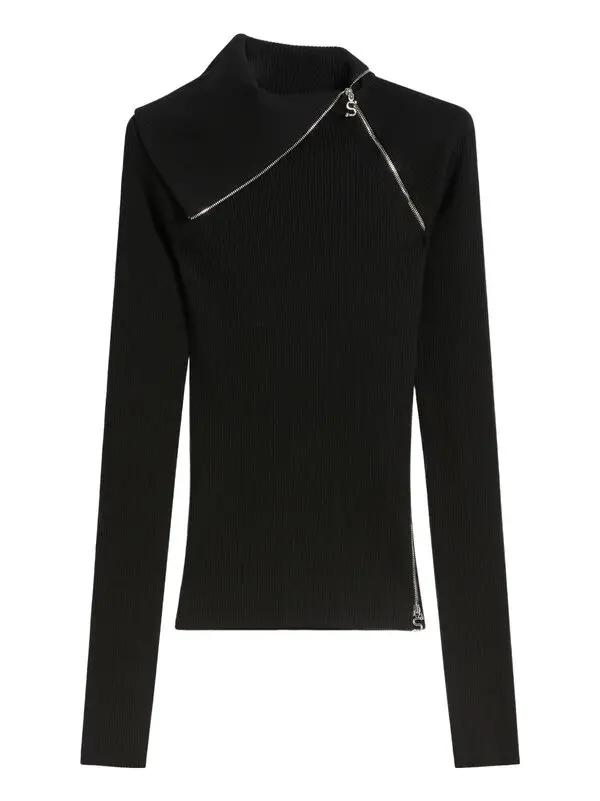 Sportmax Zip-up High Neck Sweater - Black