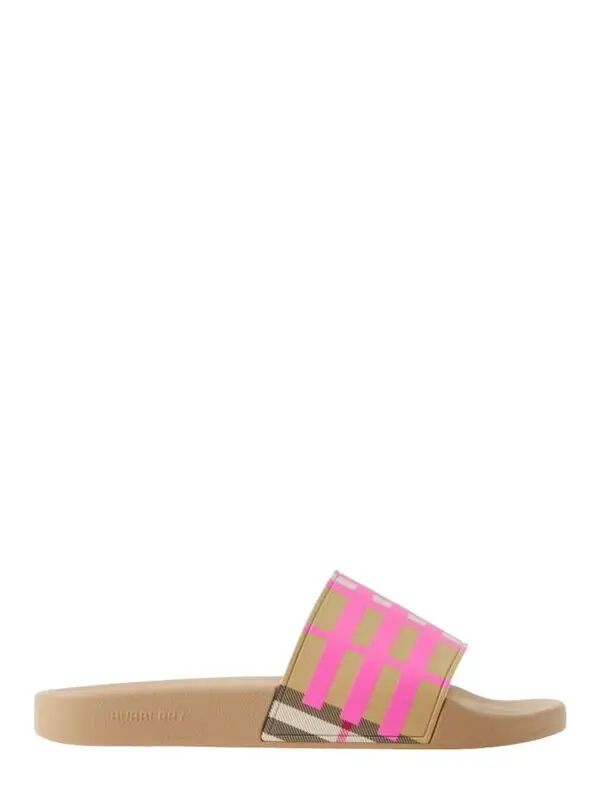 Burberry Check Print Slides - Nude