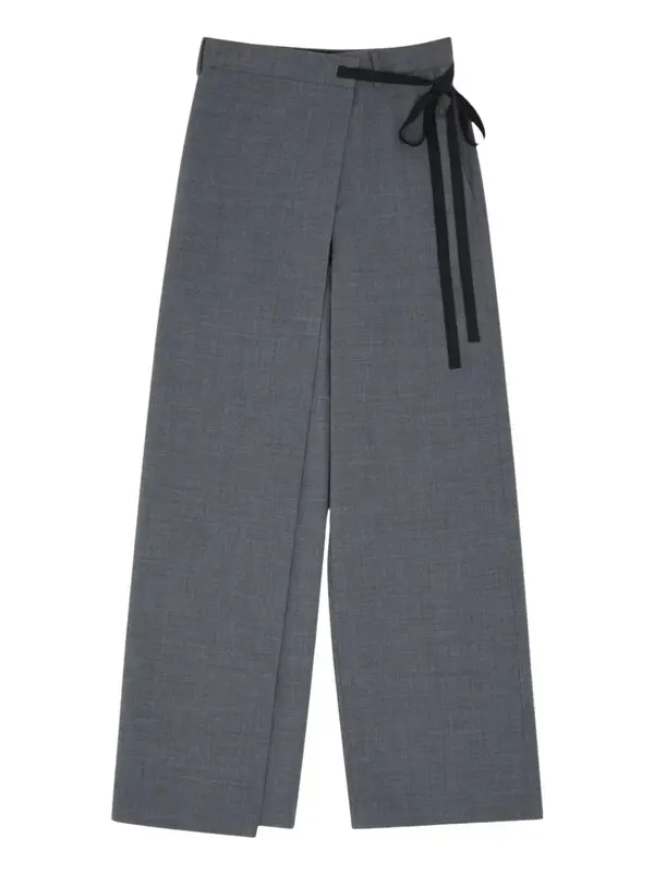 MAISON MARGIELA Tie Detail Wide-leg Tailored Trousers - Dark Gray