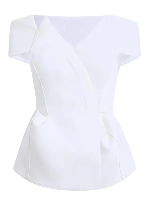 Khaite Off-shoulder Asymmetrical Pleated Top - Chalk