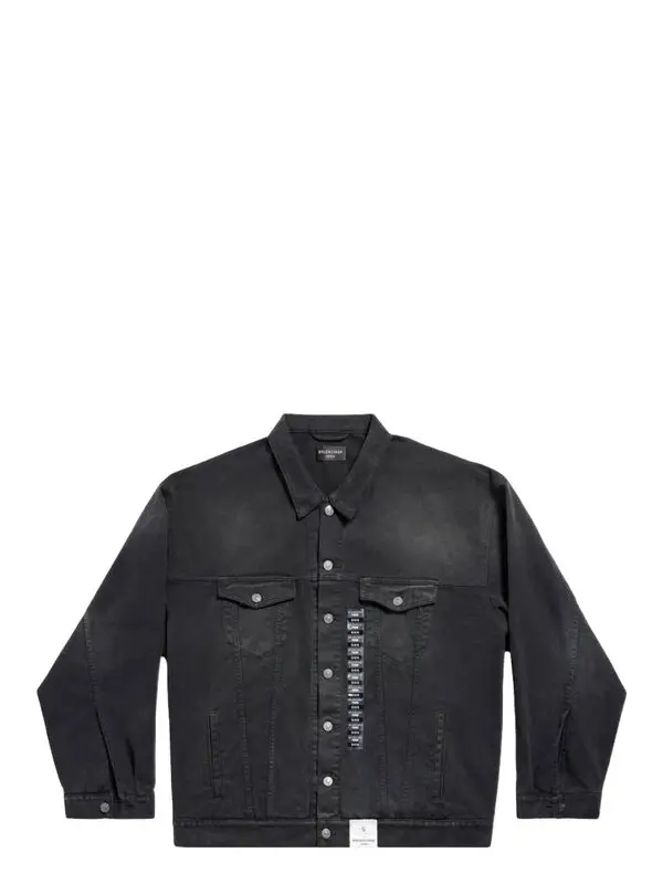 Balenciaga Collared Button-up Denim Jacket - Black
