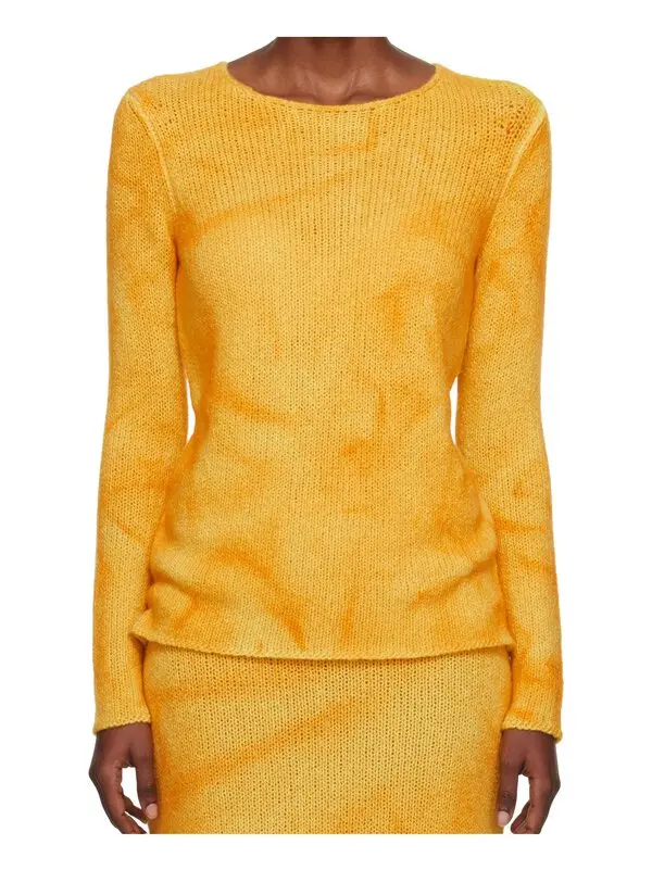 Gabriela Hearst Long Sleeve Crew Neck Sweater With Graphic Detail - Yellow