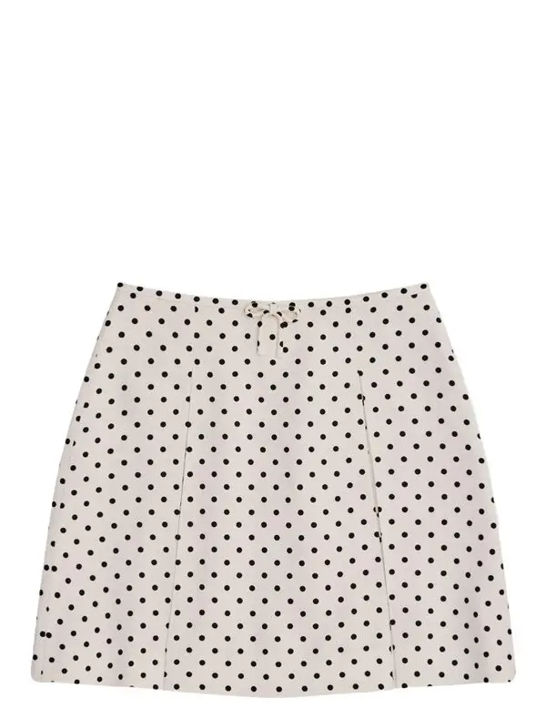 Valentino Garavani Polka Dot Printed Mini Skirt With Bow Detail - Cream/black