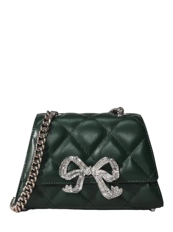 SELF-PORTRAIT Quilted Leather Shoulder Bag With Bow Detail - Black
