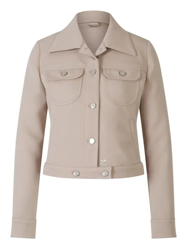 COURREGES Twill Trucker Jacket With Embroidered Logo - Nude