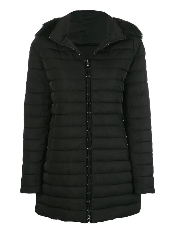 Emporio Armani Logo Down Jacket With Metal Pearl Embellishments - Black