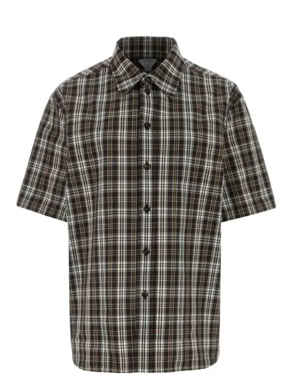 Bottega Veneta Short-sleeved Plaid Shirt - Black