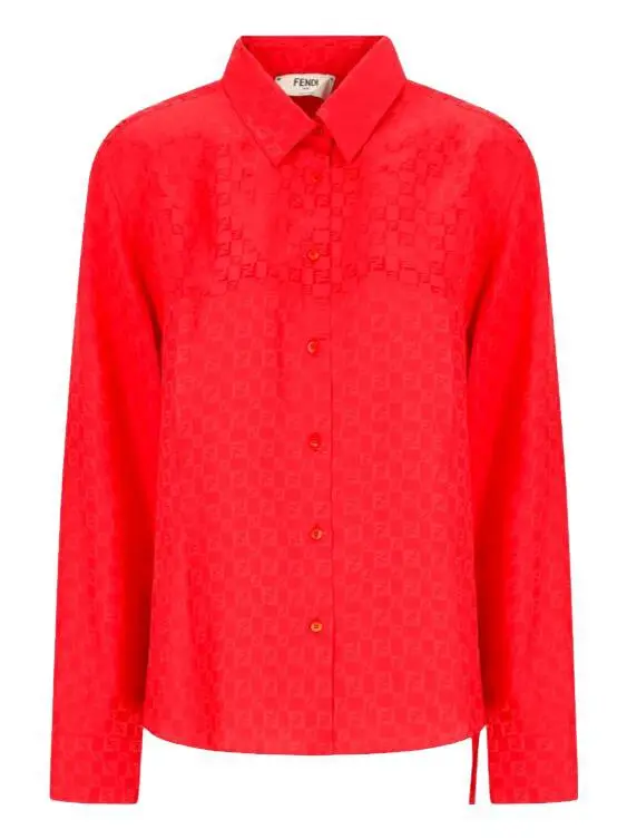 Fendi Ff Jacquard Long Sleeved Shirt - Red