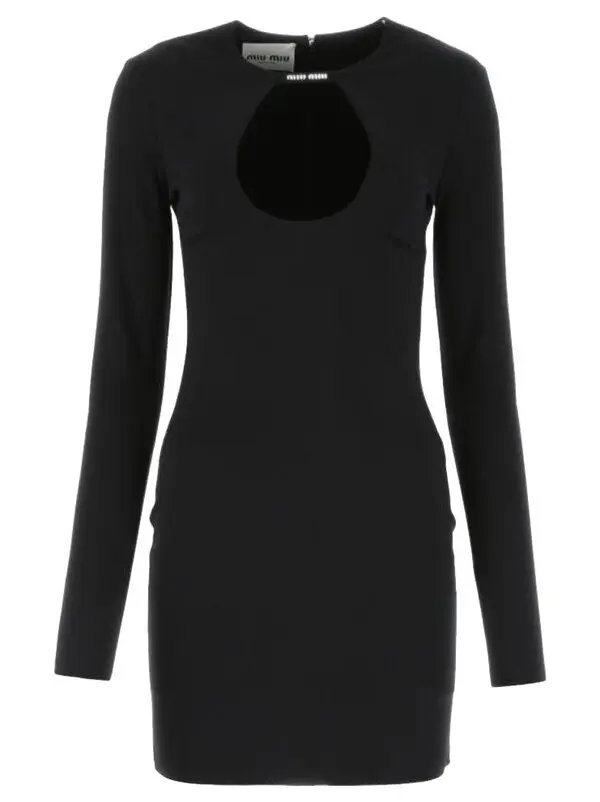 Miu Miu Cut-out Long Sleeve Mini Dress - Black