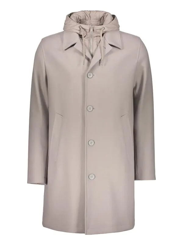 Herno Single-breasted Hooded Coat - Nude