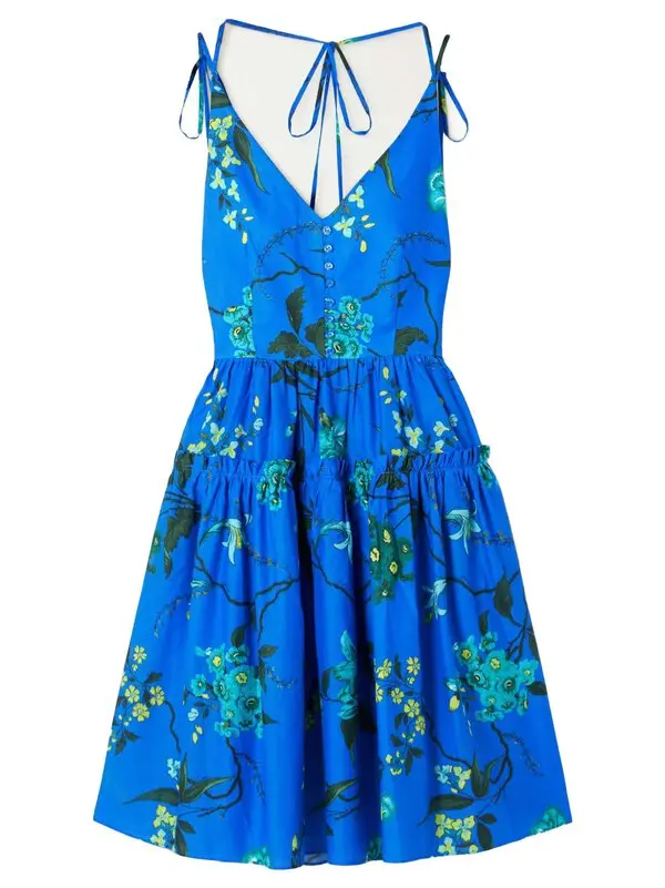 Erdem Floral Print V-neck Dress - Blue