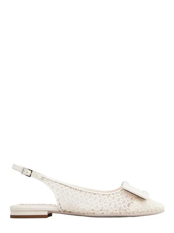 ROGER VIVIER Pointed Ballet Flats With Buckle Detail - Cream